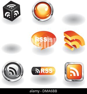 vector rss feed shiny 3d icon Stock Vector Image & Art - Alamy