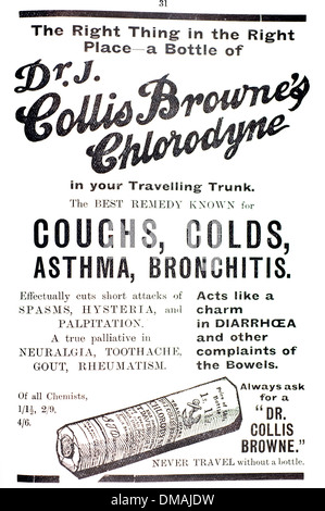 Old Advert Chlorodyne Dr Collis Browne Medicine Historical Archival ...