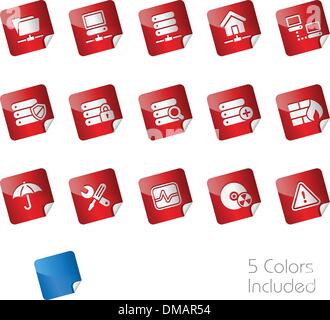 Computer network icon series in color circles. Vector illustration ...