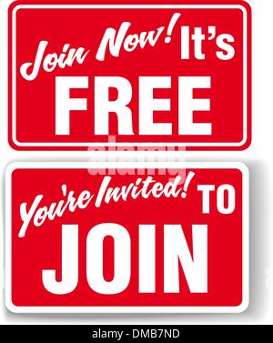 free membership sign. rounded isolated sticker. white button Stock ...