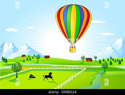 balloon air hot flying vector illustration design Stock Vector Image ...