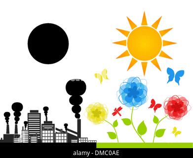 Factory in nature landscape illustration Stock Vector Image & Art - Alamy