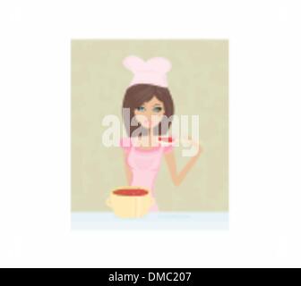 Beautiful lady cooking soup Stock Vector Image & Art - Alamy