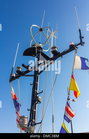 Marine communication radar antenna system on luxury boat Stock Photo ...