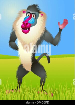 Cartoon Illustration of Funny Baboon Monkey Wild Animal Character Stock ...