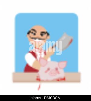 meat butcher cartoon Stock Vector Image & Art - Alamy