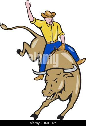 Rodeo Cowboy Bull Riding Cartoon Stock Vector Image & Art - Alamy