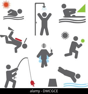 Relax on beach icons set, flat style Stock Vector Image & Art - Alamy