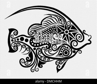 abstract fish silhouette ornament icon on white isolated background ...
