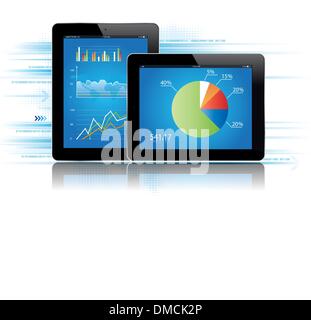 computer technology with statistics bar diagram vector illustration ...