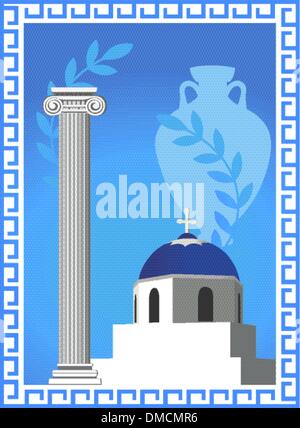 Greek symbols travel to Greece tourism vector national flag and ...
