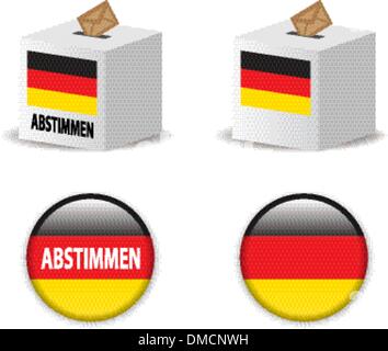 Germany elections, ballot box with german flag colors, hand inserts ...