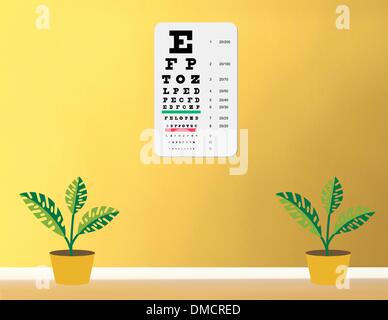 Snellen eye chart for visual acuity testing flat line black white ...