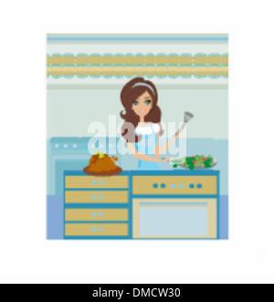 Beautiful lady serving dinner Stock Vector Image & Art - Alamy
