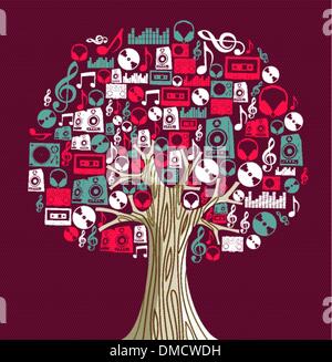 Music tree concept with modern audio equipment for sound. Includes edm ...