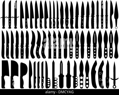 Hunting knife. Set of hunting knives isolated on white background ...