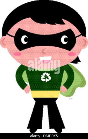 Little recycle super hero recycling garbage isolated on white Stock ...