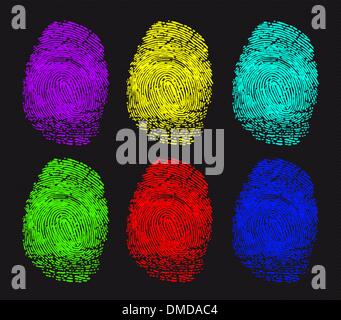 Fingerprint with blood. Crime identification mark. Human red finger ...