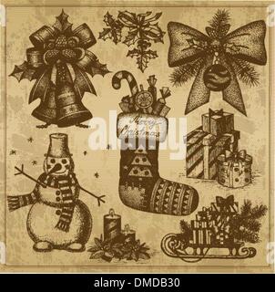 Christmas retro drawings by hand Stock Vector Image & Art - Alamy