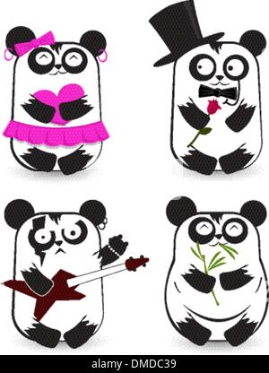 cute sitting panda with bow vector illustration Stock Vector Image ...