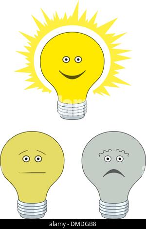 Happy and sad light bulbs. Vector illustration Stock Vector Image & Art ...