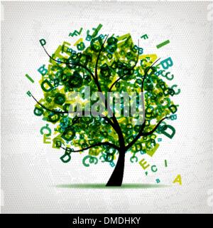 Green Growth Vector Alphabet. Letters with Leaves and Sprouts. Flower ...