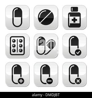 Pills, medication vector buttons set Stock Vector Image & Art - Alamy