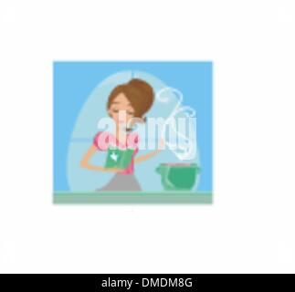 Beautiful lady cooking soup Stock Vector Image & Art - Alamy