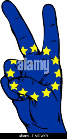 hand gesture of victory. flag European Union, Union. vector ...