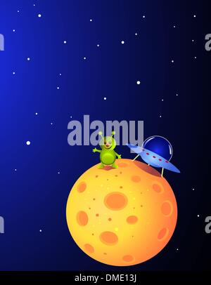 monster funny cute alien landing header vector Stock Vector Image & Art ...