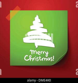 Paper note with 'Merry Christmas!' text, vector eps10 illustration ...