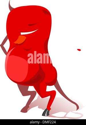 Angry cartoon fat monster. Vector illustration of red monster character ...