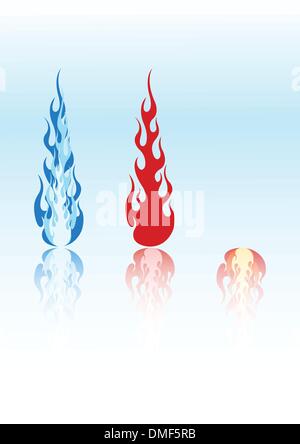 Blue burning fire. Bonfire flames. Flaming swirls and heat sparks ...