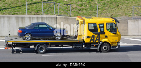 Side view of AA rescue breakdown recovery lorry truck transporter ...