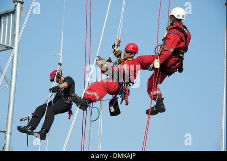 USAR Fire & Rescue Rope Access on Tower Crane Stock Photo - Alamy