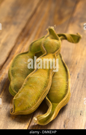 Peruvian fruit called Pacay (lat. Inga feuilleei), which is a podded ...