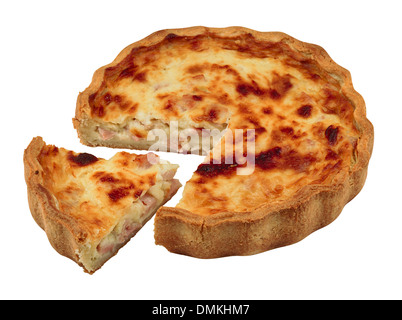 French Lorraine Quiche against White Background Stock Photo - Alamy