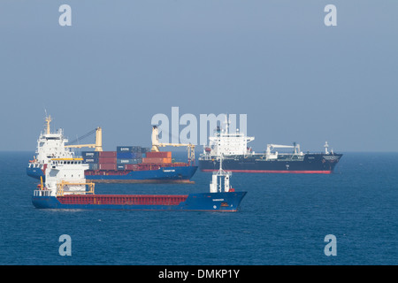 cargo ships "laid up" in the river fal near truro,cornwall,uk Stock ...