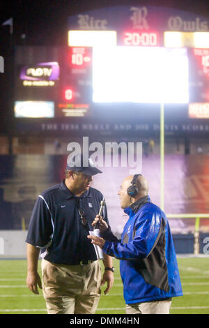 03 October 2009: Rice head coach David Bailiff shakes hands with Tulsa ...