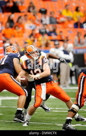 October 10, 2009: Syracuse quarterback Greg Paulus (#2) throws a pass ...