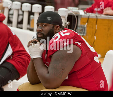 San Francisco 49ers defensive tackle Khalil Davis (50) leaves the field at the end of an NFL ...