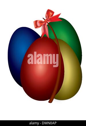 Colored eggs. Easter decorated symbols for christian celebration garish ...