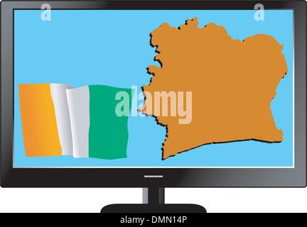 Côte d'Ivoire Map. Ivory Coast Country Map. Black and White Cote d ...