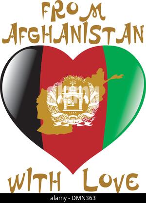 I love Afghanistan, vector flag with heart sign symbolizing love for ...