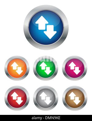 Set of colorful round transfer icons with shadows. Swap icon. Flat ...