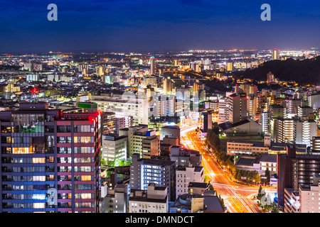 Sendai, Japan downtown city skyline looking towards the main station at ...