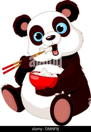 Cute panda bear with a plate of food. Vector illustration Stock Vector ...