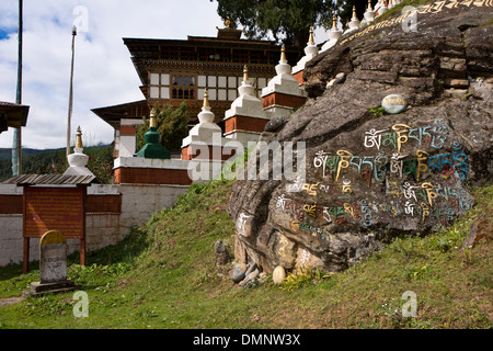Bhutan Jakar Bumthang Valley chortens at Tamzhing Monastery Stock Photo ...