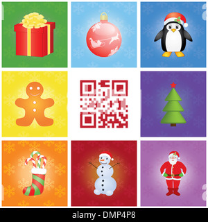 postcard with QR code Merry Christmas Stock Photo - Alamy