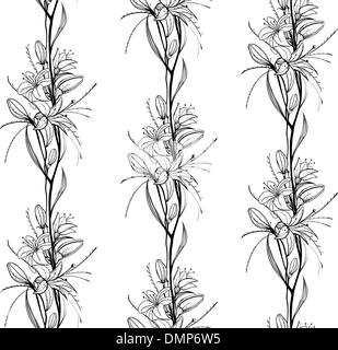 Floral seamless pattern. Flower outline background. Floral decorative ...